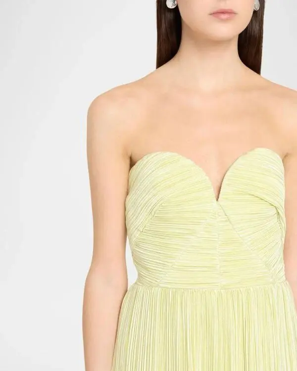 AS IT MAY Liora Pleated Strapless Column Gown