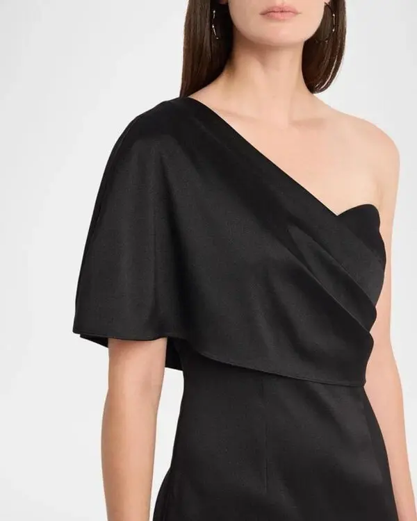 Aidan Mattox Draped One-shoulder Stretch Mikado Gown