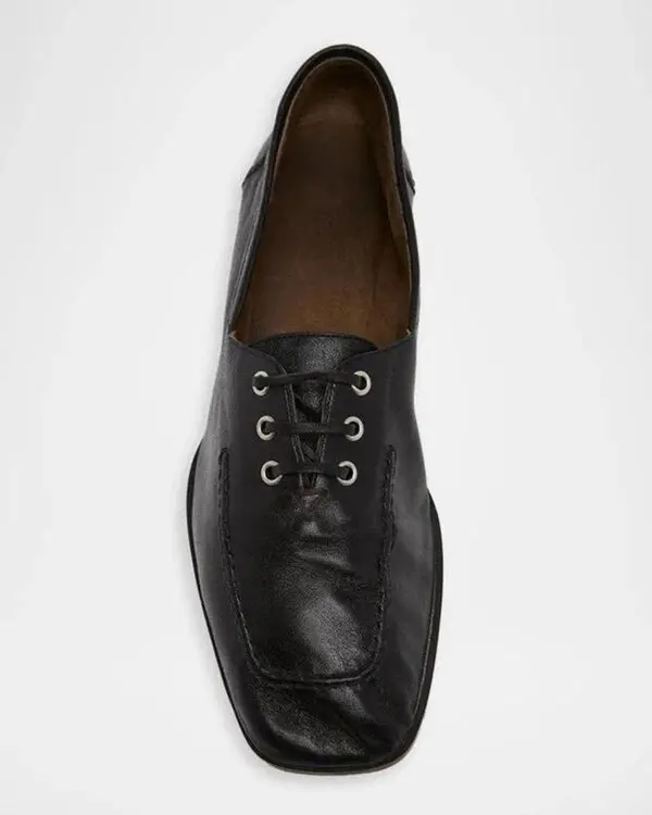 Bottega Veneta Gino Lace-up Leather Shoes - Black