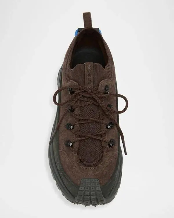 Moncler Trailgrip Lite3 Nubuck And Suede Low-top Sneakers - Brown