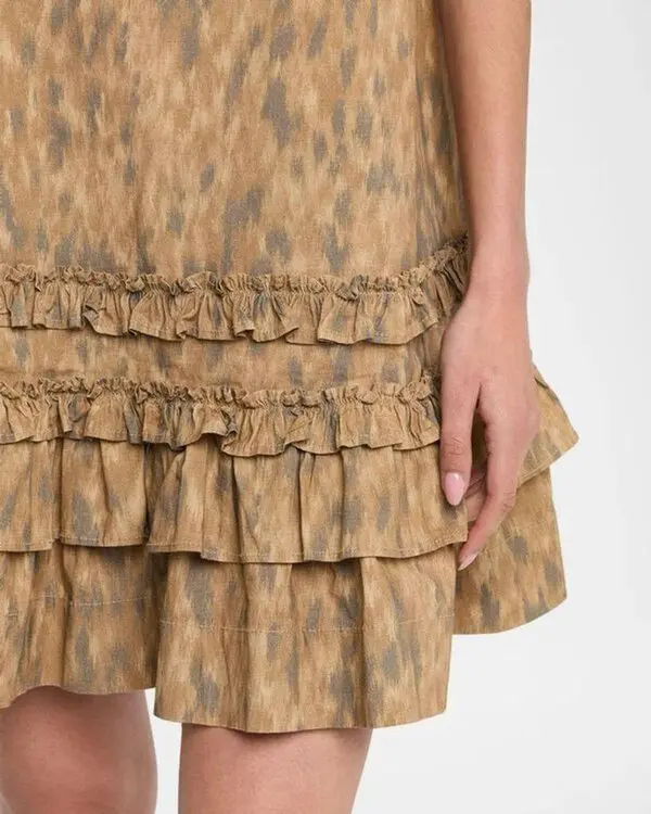 GANNI Printed Stretch-cotton Mini Shift Dress