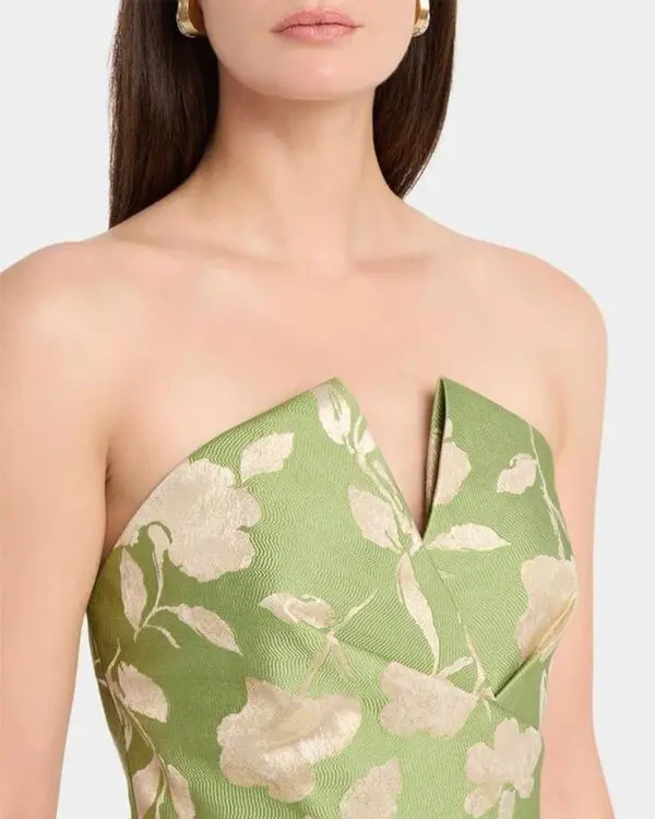 Aidan Mattox Strapless Metallic Jacquard Column Gown