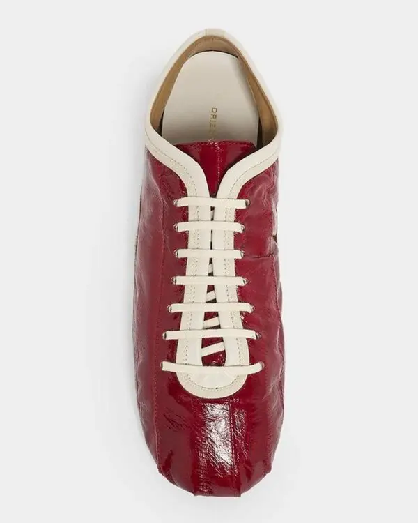 Dries Van Noten Leren Glossy Eel-effect Leather Slim Sneakers