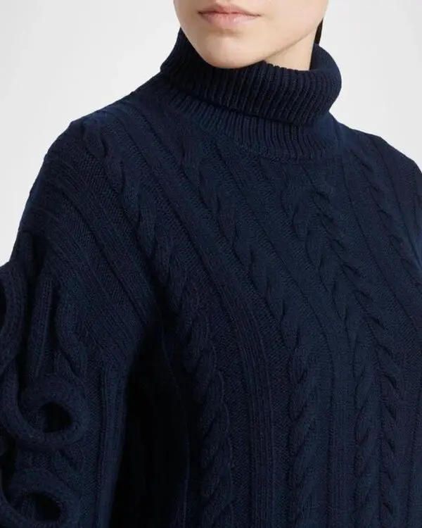 Etro Loop-sleeve Cable Knit Turtleneck Sweater