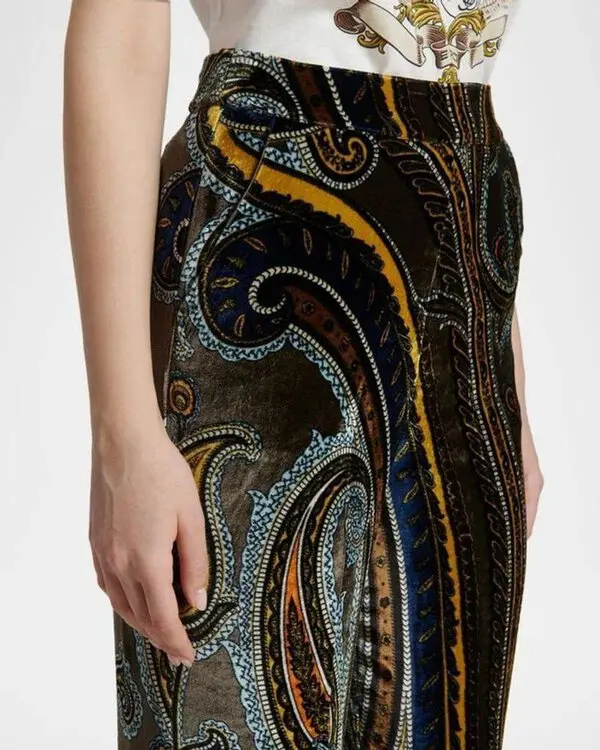 Etro Paisley Velvet Straight-leg Pants