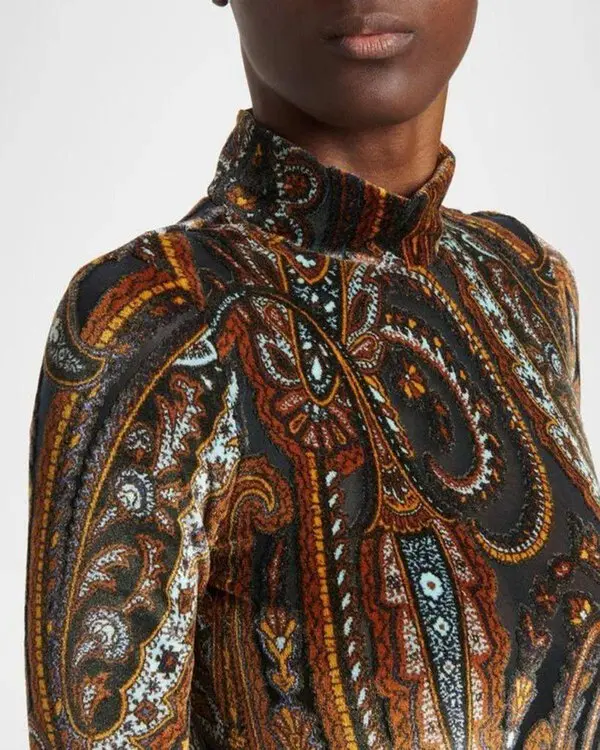 Etro Paisley Mock-neck Knee-length Dress - Blue Multi