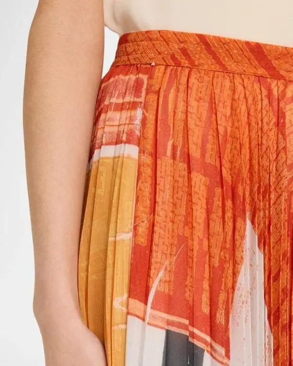 JASON WU X Robert Rauschenberg Pleated Chiffon Midi Skirt