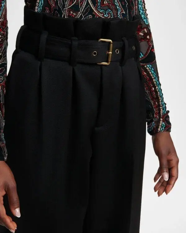 Etro Belted Wool-blend Paperbag Trousers