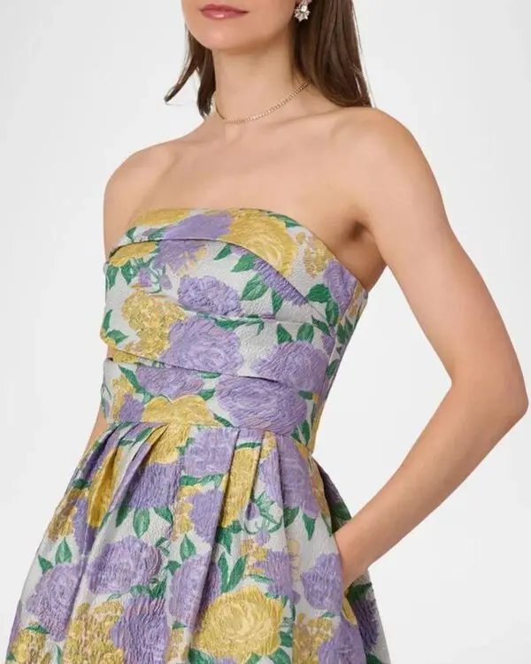 Shoshanna Carlisle High-low Floral Jacquard Gown