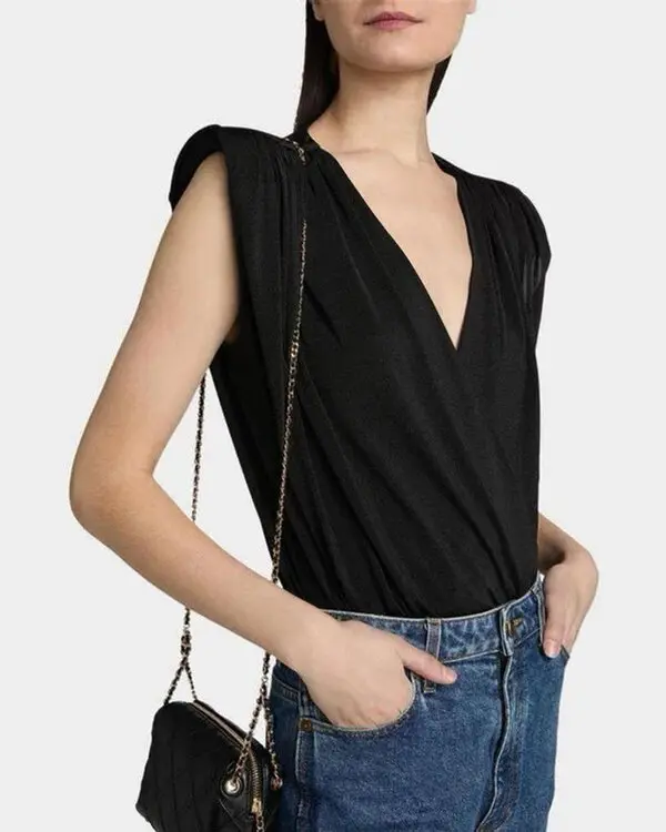 L & APOS;AGENCE Akari Draped Shoulder Pad Bodysuit
