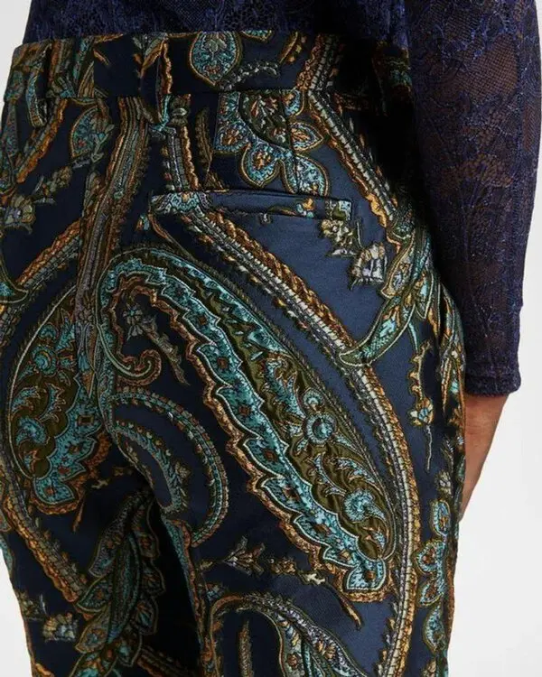 Etro Bristol Paisley Jacquard Slim-leg Ankle Trousers - Var. Multi