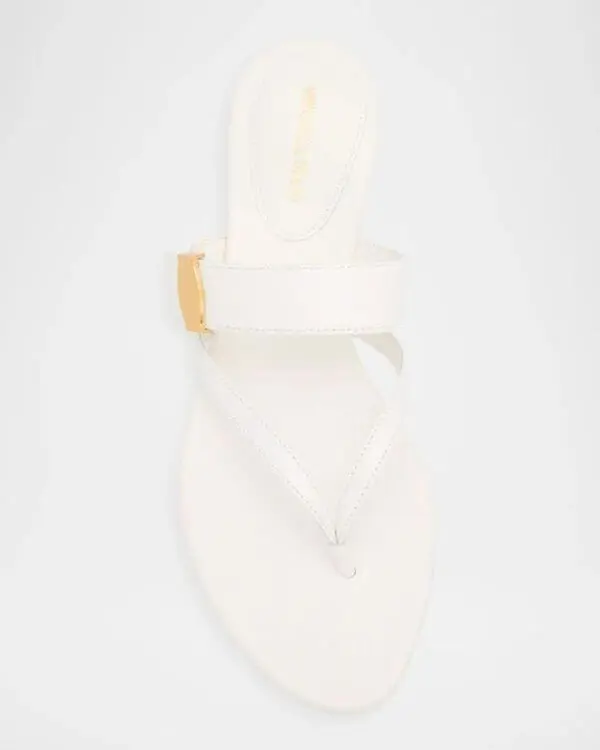 Veronica Beard Salva Dash Leather Thong Sandals - Coconut-fa