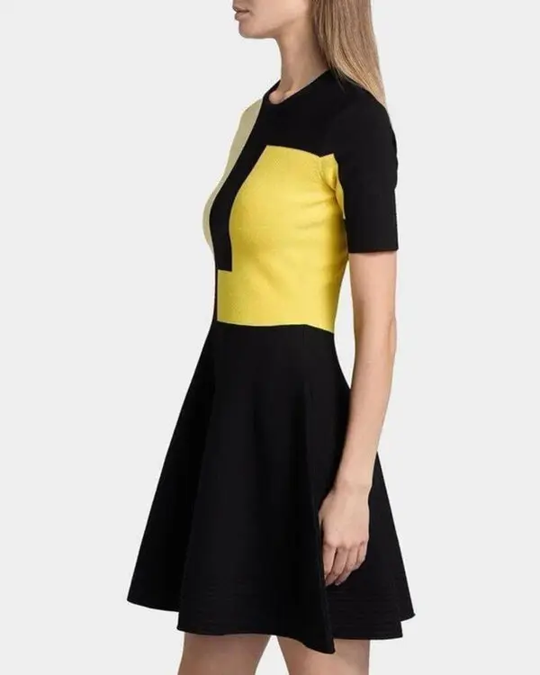 JASON WU Fit-&-flare Colorblock Knit Mini Dress - Black