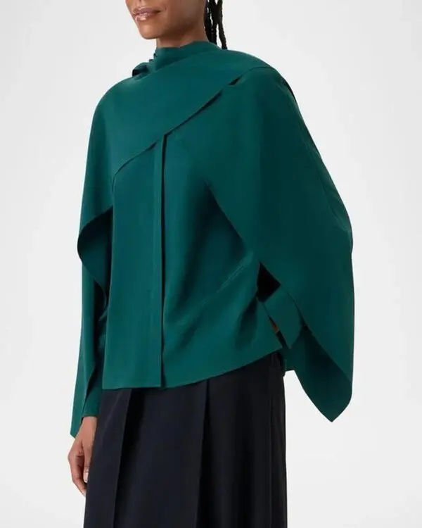 Akris Silk Crepe Sleeve Panel Button-down Blouse