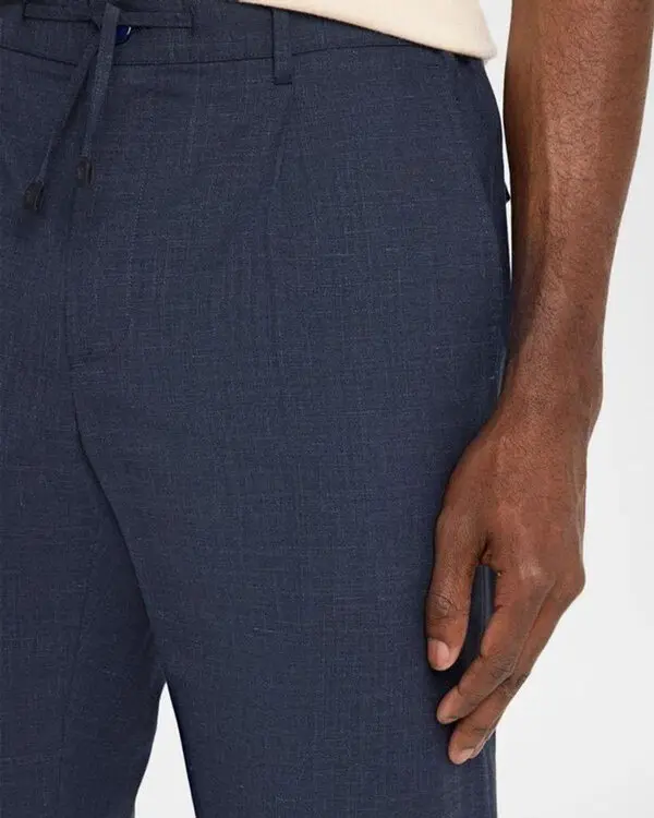 Stefano Ricci Apos;s Linen-blend Drawstring Trousers - Navy Blue