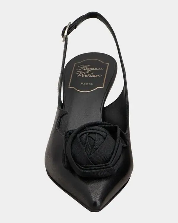 ROGER VIVIER I Love Rose Vivier 45mm Leather Slingback Pumps