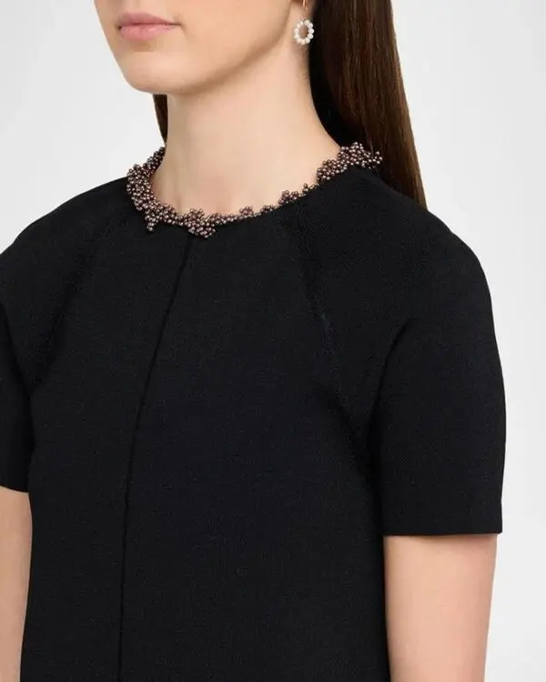Givenchy Pearly Beaded Short-sleeve Mini Dress - Black