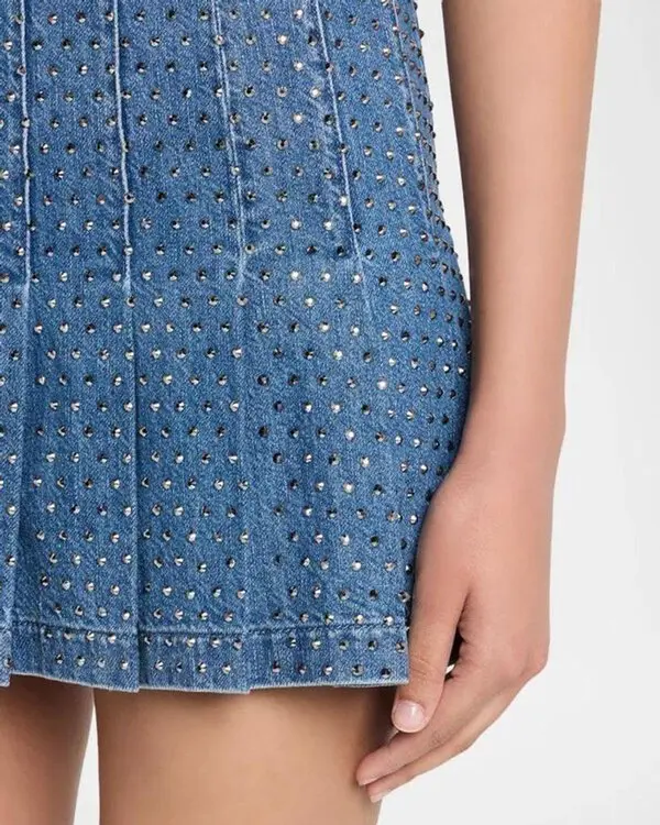 Alice + Olivia Carter Embellished Denim Mini Skirt - Brooklyn B