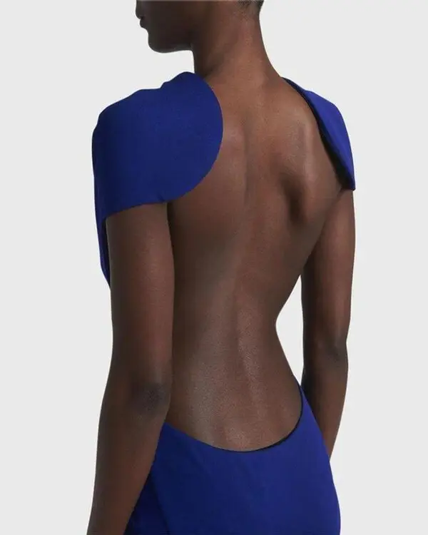 TOM FORD Cap-sleeve Backless Trumpet Gown - Clematis Blue