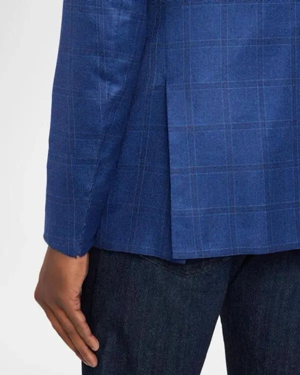 Kiton Apos;s Wool And Silk Tonal Plaid Sport Coat