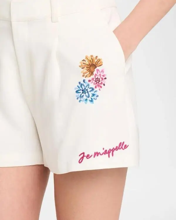 Cinq À Sept Emmie Embroidered Vine Shorts - Ivory/multi