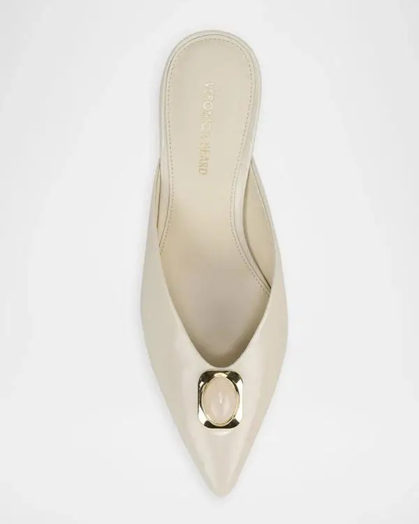 Veronica Beard 75mm Rochelle Cabochon Leather Mules