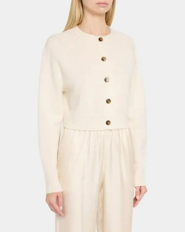 Loulou De Saison Heike Cashmere Crop Cardigan - Ivory