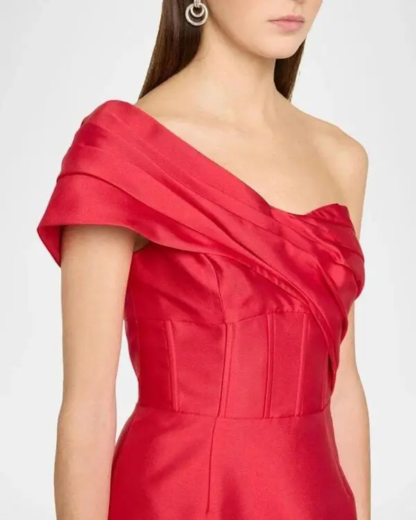 Rebecca Vallance Esmeralda One-shoulder Mini Dress - Red