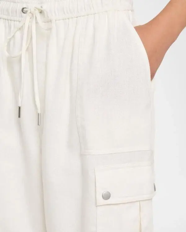 Cinq À Sept Crislin Linen-blend Drawstring Cargo Pants - Ivory