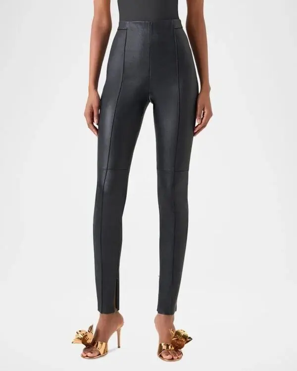 Akris Flame Leather Skinny-leg Ankle Pants