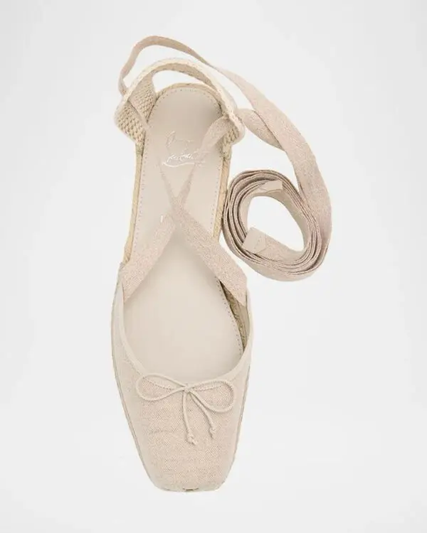CHRISTIAN LOUBOUTIN Cassiadrilla Canvas Lace-up Espadrilles - Natural