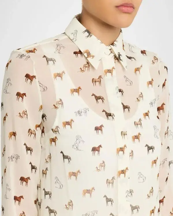 Gabriela Hearst Henri Horse-print Chiffon Button-down Blouse