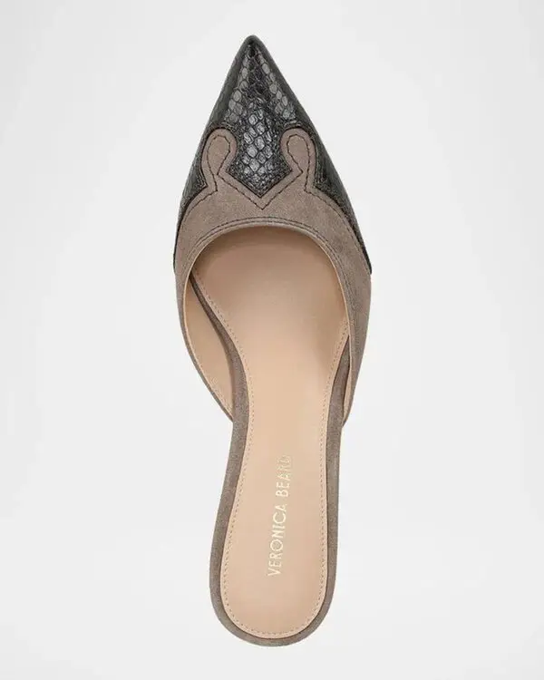 Veronica Beard 95mm Lisa Mixed Leather Western Mules