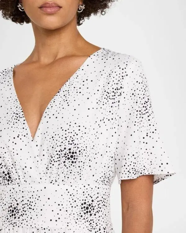 Emporio Armani Dotted Flutter-sleeve Midi Dress - Solid Whit