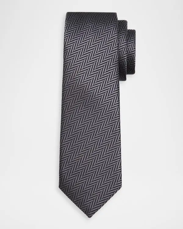 Giorgio Armani Apos;s Woven-effect Herringbone Silk Jacquard Tie