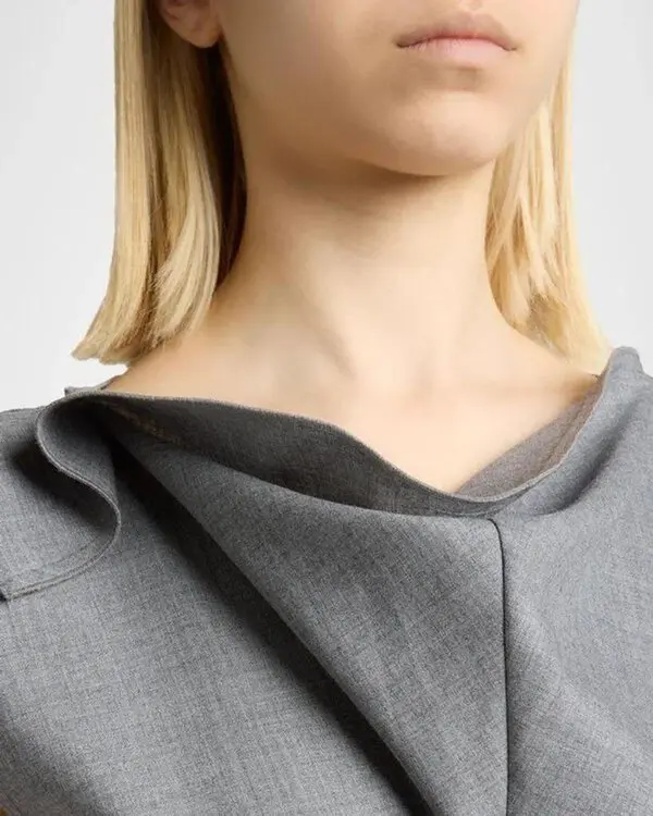 Victoria Beckham Draped Virgin Wool Midi Dress