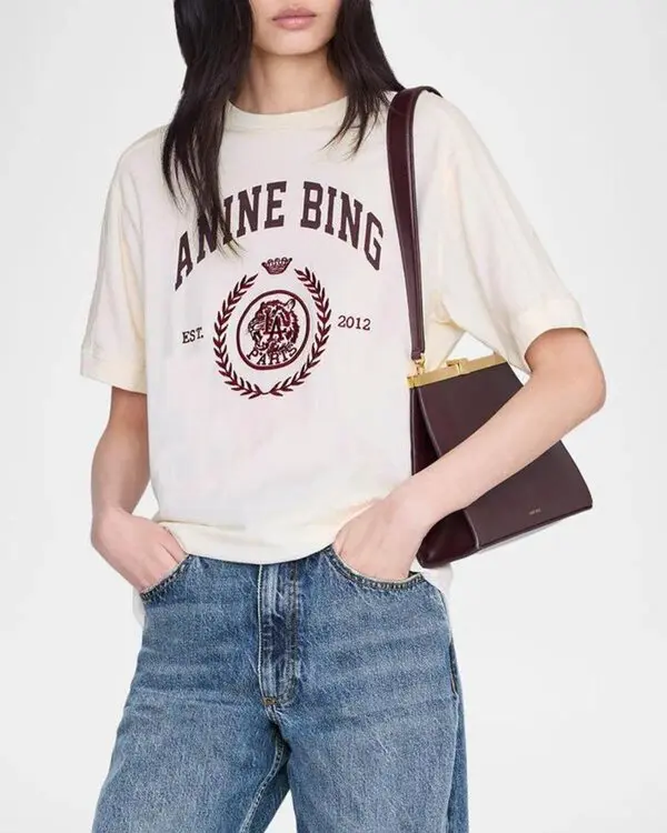 ANINE BING Jaylin Collegiate Tee - Ecru
