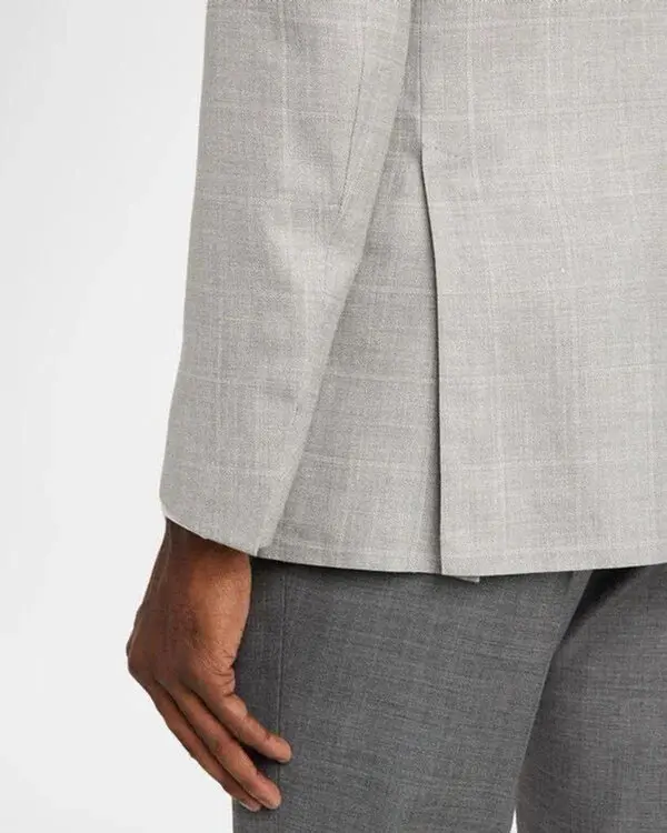 Brioni Apos;s Wool, Silk And Linen Windowpane Single-breasted Sport Coat