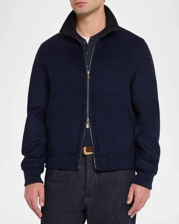 Brunello Cucinelli Apos;s Cashmere Textured Full-zip Bomber Jacket