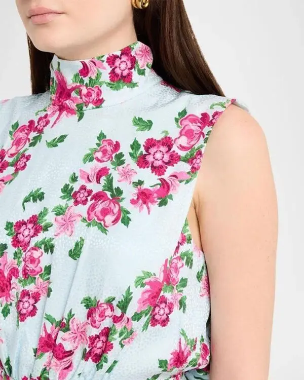 Saloni Fleur Printed High-neck Dress