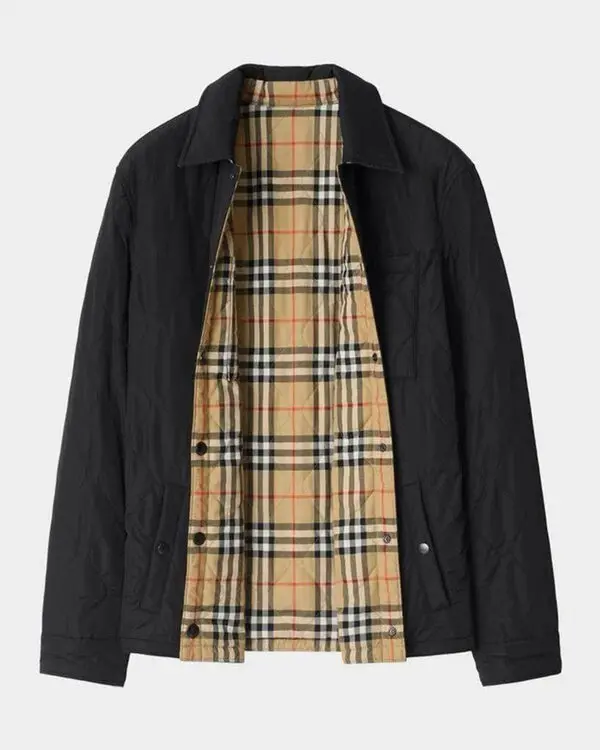 Burberry Apos;s Brighton Quilted Check Cotton-blend Reversible Shirt Jacket