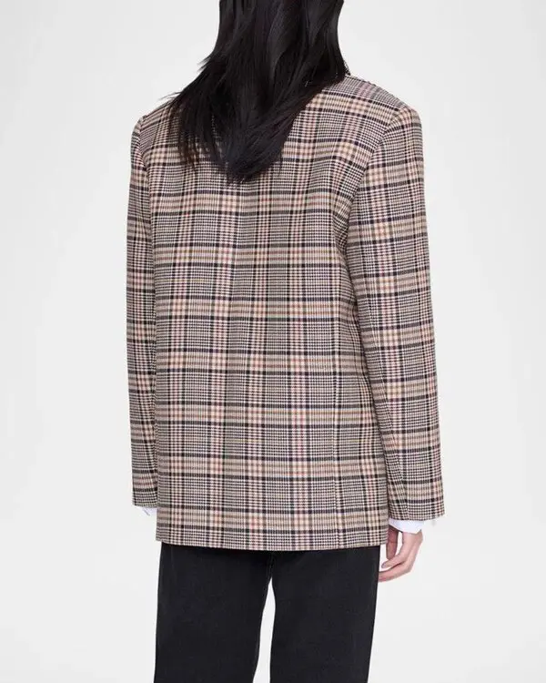 ANINE BING Quinn Check Single-breasted Blazer