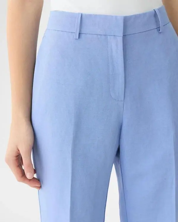 Lafayette 148 New York Gates Wide-leg Silk-linen Pants - Iris