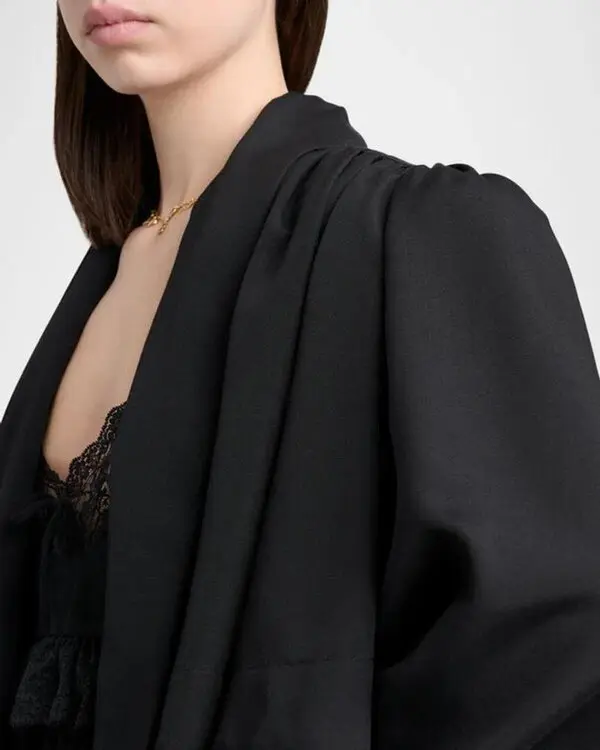 Chloé Open-front Pleated Crop Blazer - Black