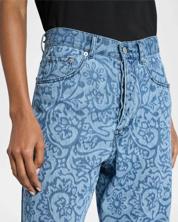 Dries Van Noten Peyton Laser-print Denim Wide-leg Jeans - Blue