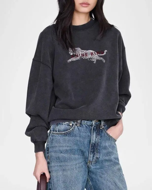 ANINE BING Spencer Embroidered Sweatshirt