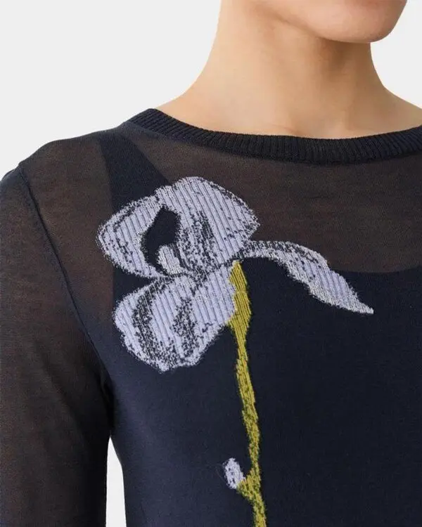 Lafayette 148 New York Floral Intarsia-knit Sweater