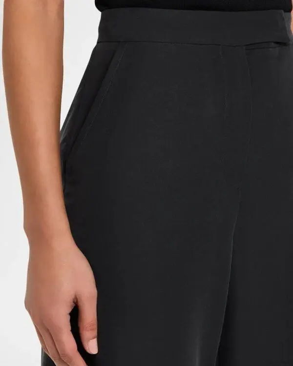 Emporio Armani Relaxed Cupro Trousers - Solid Blac