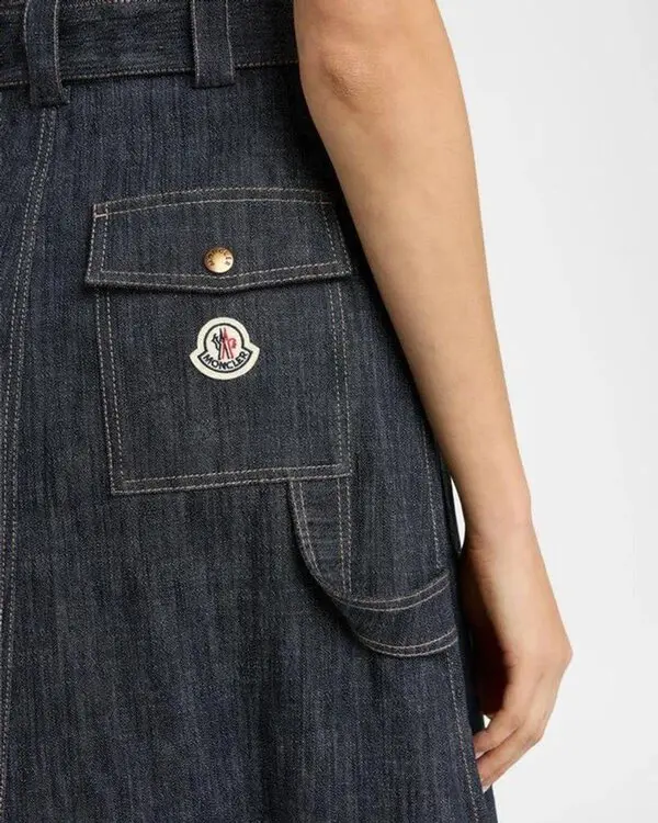 Moncler Belted Denim Utility Skirt - Blue