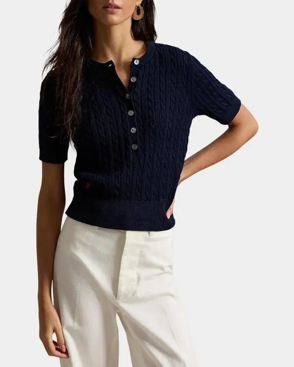 Polo Ralph Lauren Cable-knit Cotton Henley Sweater